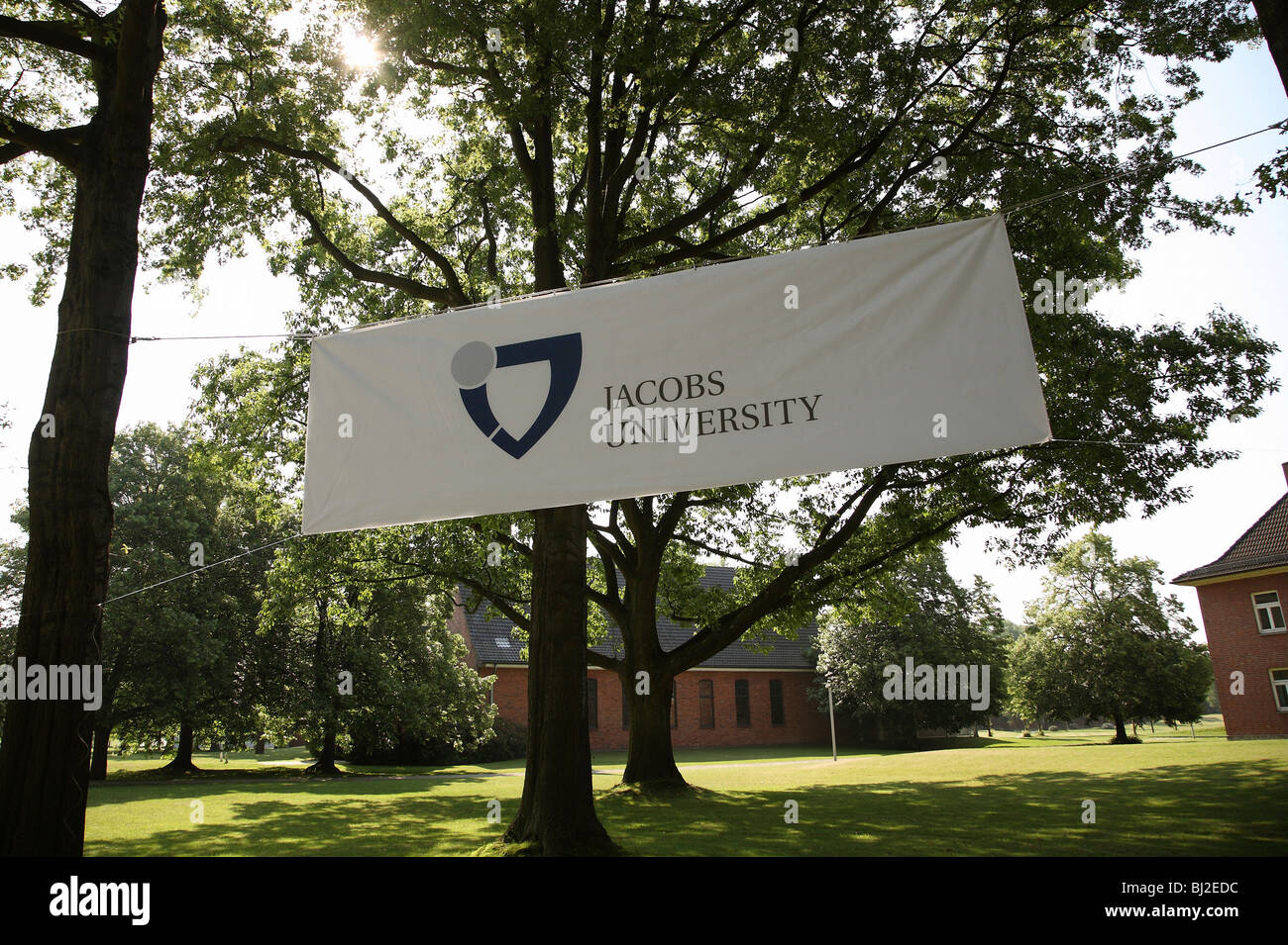 A banner of Jacobs University, Bremen, Germany Stock Photo - Alamy