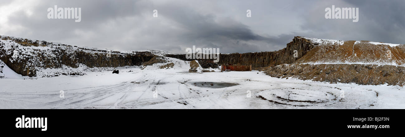 A panoramic view of the disused Blaen Onneu limestone quarry covered in ...
