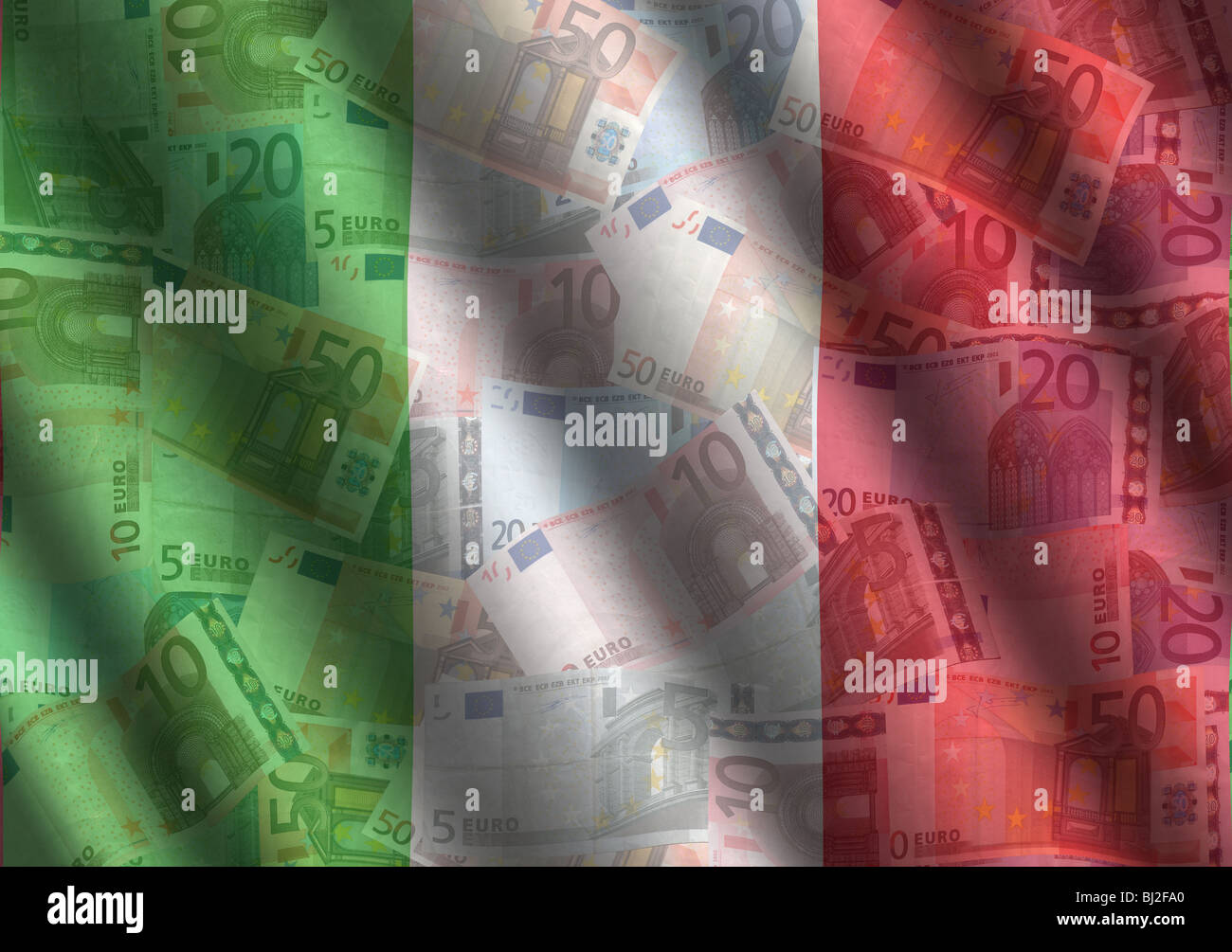 rippled Euros and Italian flag background illustration Stock Photo - Alamy