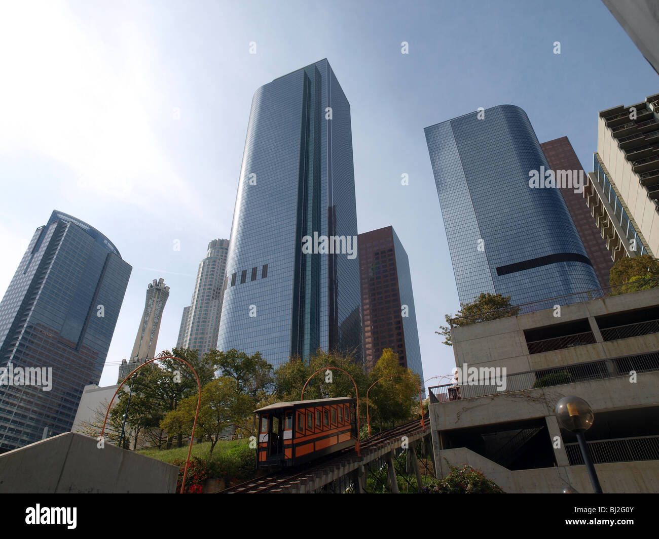Downtown LA towers and it's historic Angels Flight Incline Railroad ...