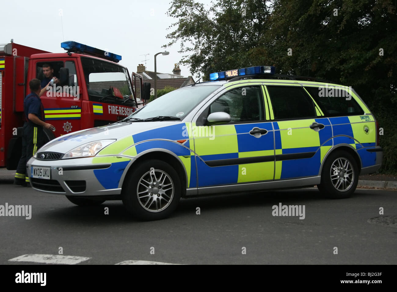 Police car fire engine hi-res stock photography and images - Alamy
