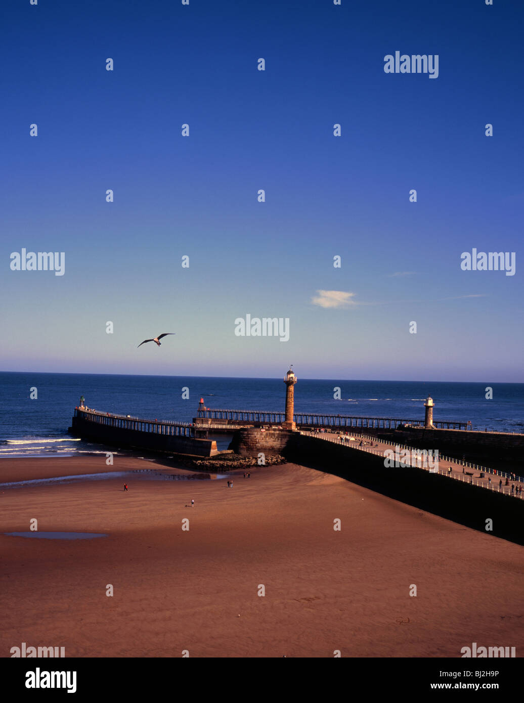 Whitby East and West Pier Lights or Breakwater Lights, harbour entrance ...