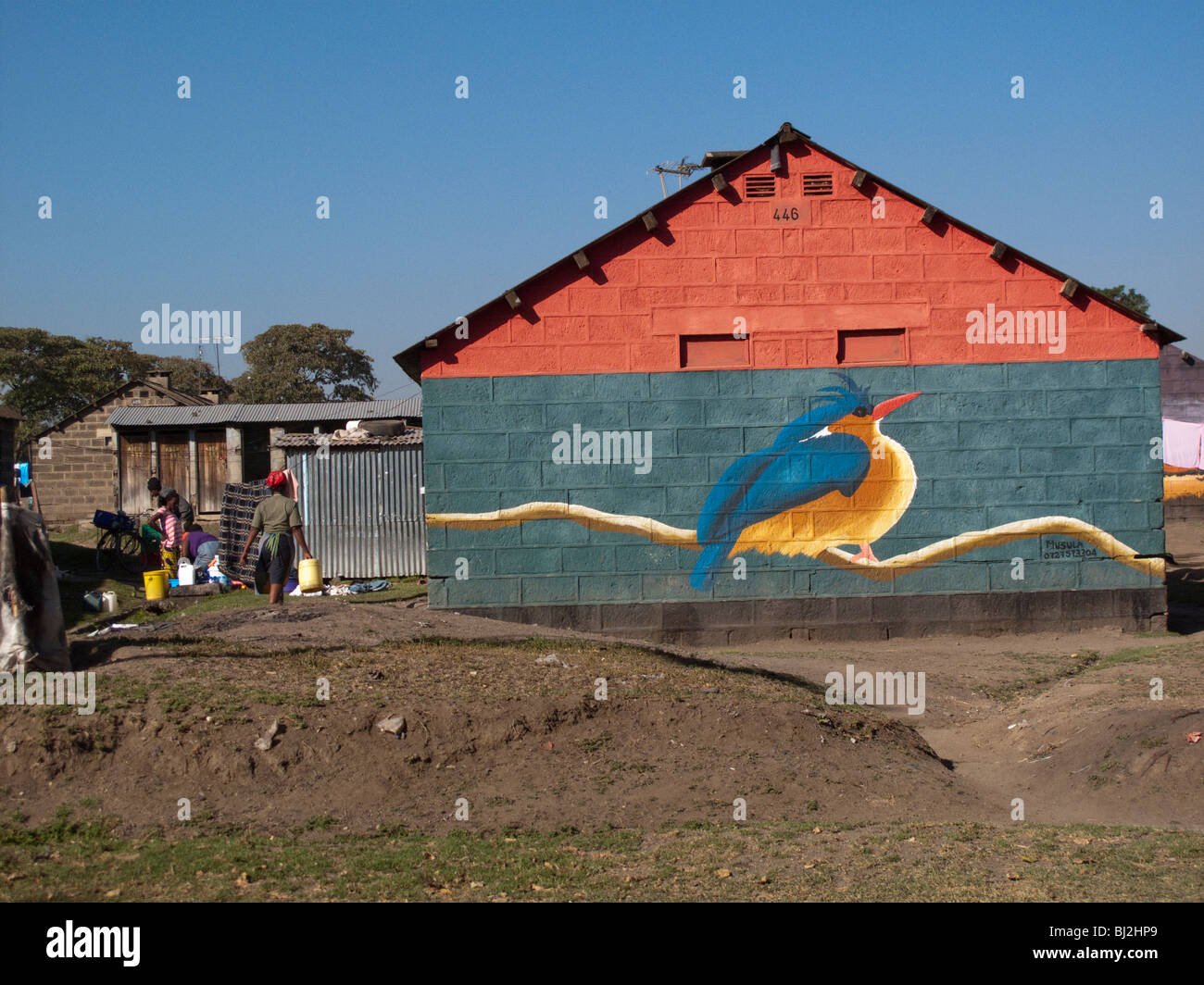Painted house in a Kenyan village, Rift Valley, Africa Stock Photo - Alamy