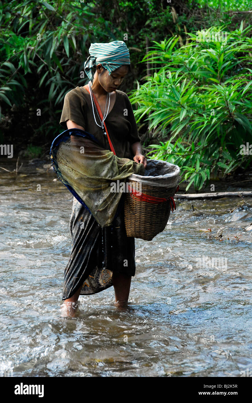 karen lady fishing , mae la refugee camp(thai burmese border) , north ...