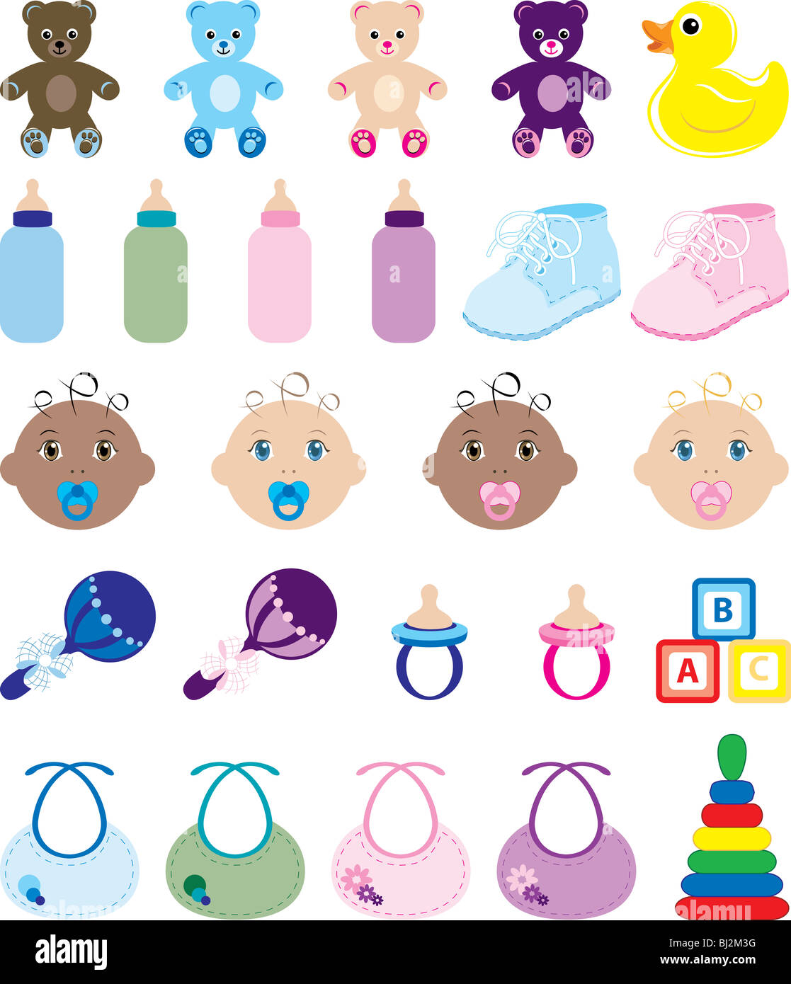 Vector Illustration of 25 baby isolated icons Stock Photo - Alamy