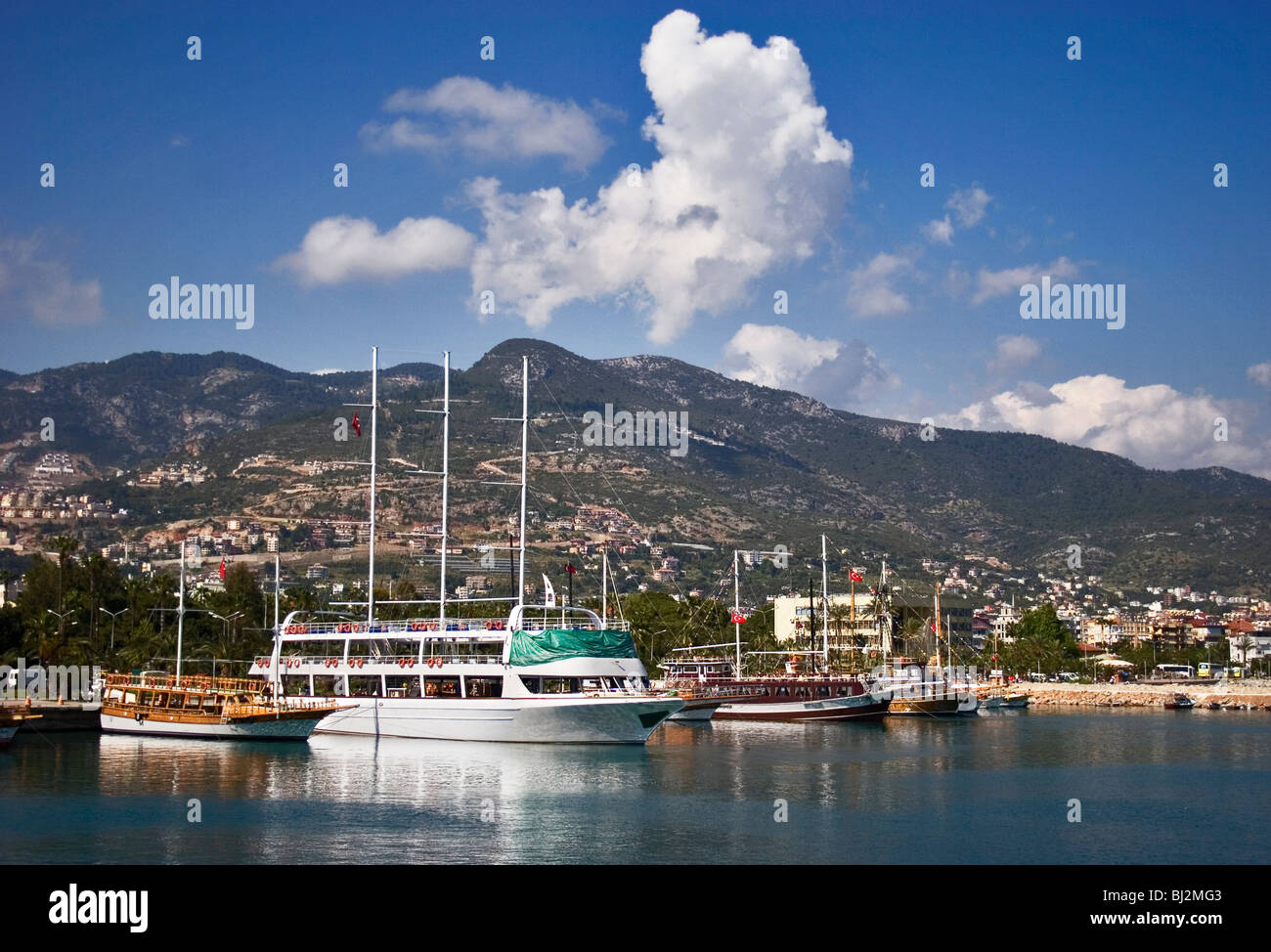 Yacht port in Turkey, sunny mediterranean harbour view Stock Photo - Alamy