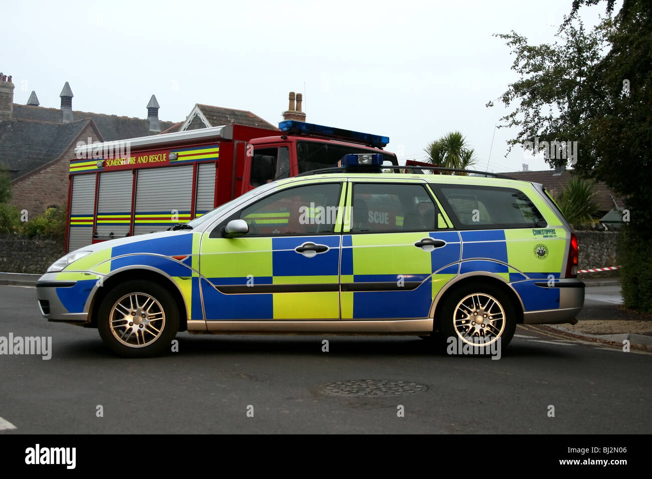Police car fire engine hi-res stock photography and images - Alamy