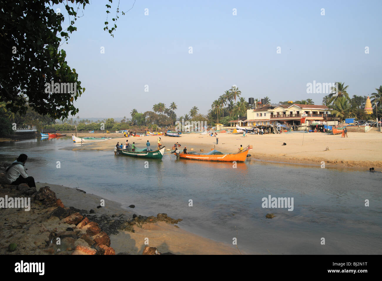 Baga beach and mouth of the baga river hi-res stock photography and ...
