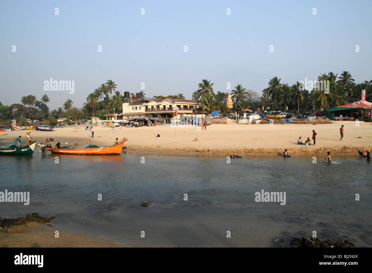 Baga River meets the Arabian sea Goa Stock Photo - Alamy