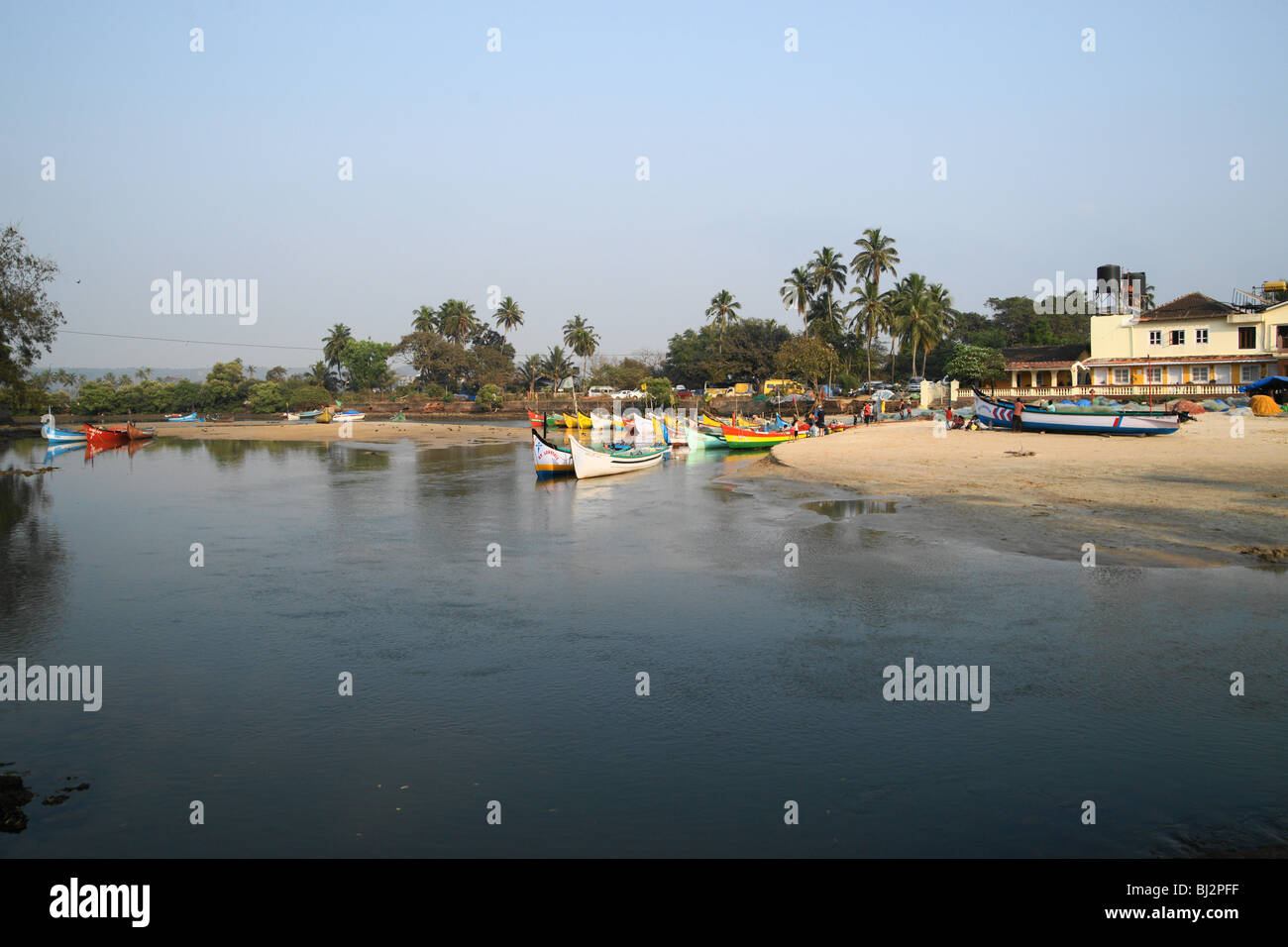 Baga River, harbour for the fishing boats, Goa Stock Photo - Alamy