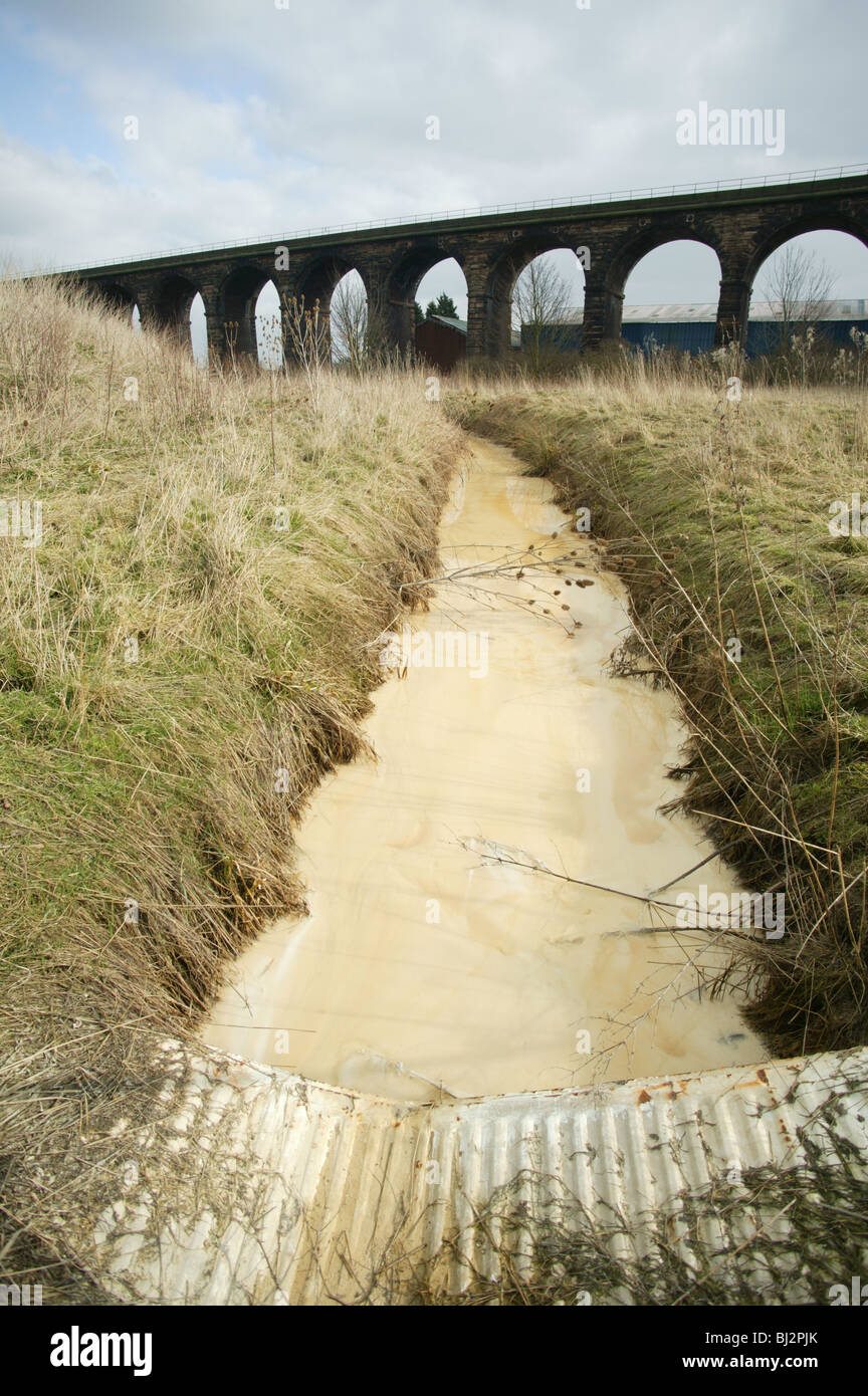 Polluted ditch next to Lime Tip in Industrial Cheshire Stock Photo - Alamy