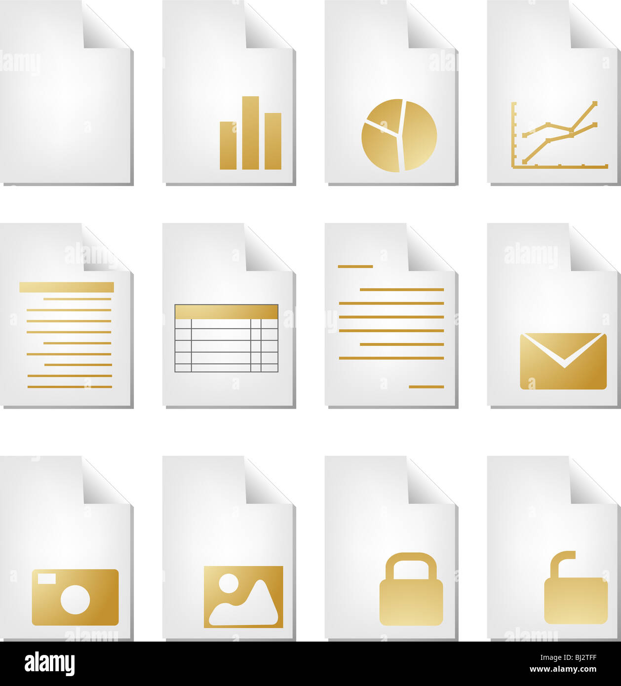 Document file types icon set clipart illustration Stock Photo - Alamy