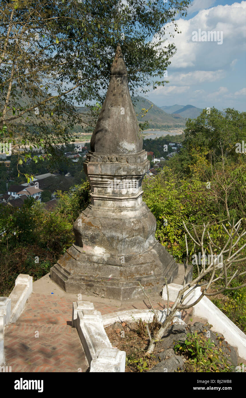 That Chomsi at the summit of Phousi hill Luang Prabang Laos Stock Photo ...