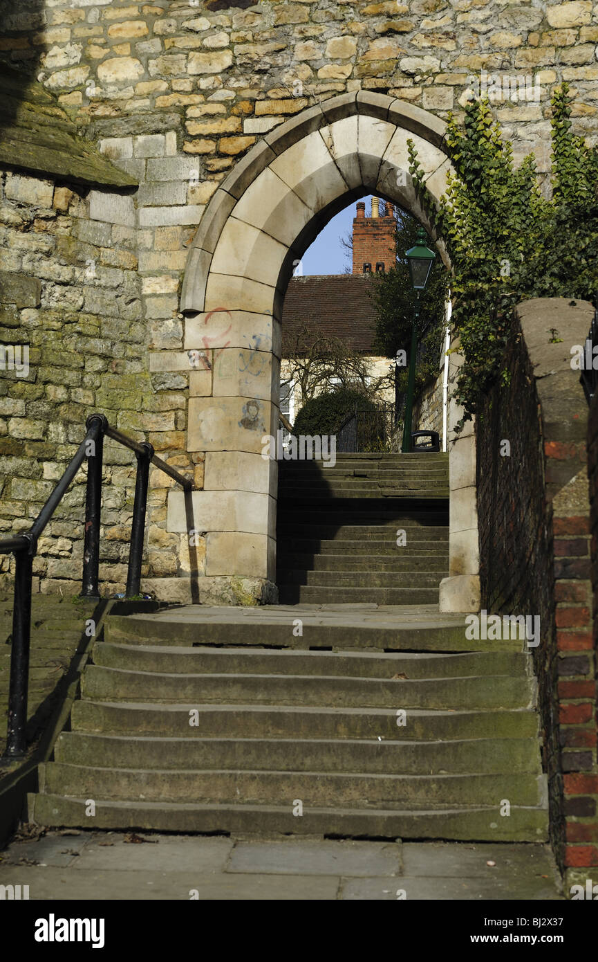 Lincoln Cathedral Quarter, Greestone Stairs Stock Photo - Alamy