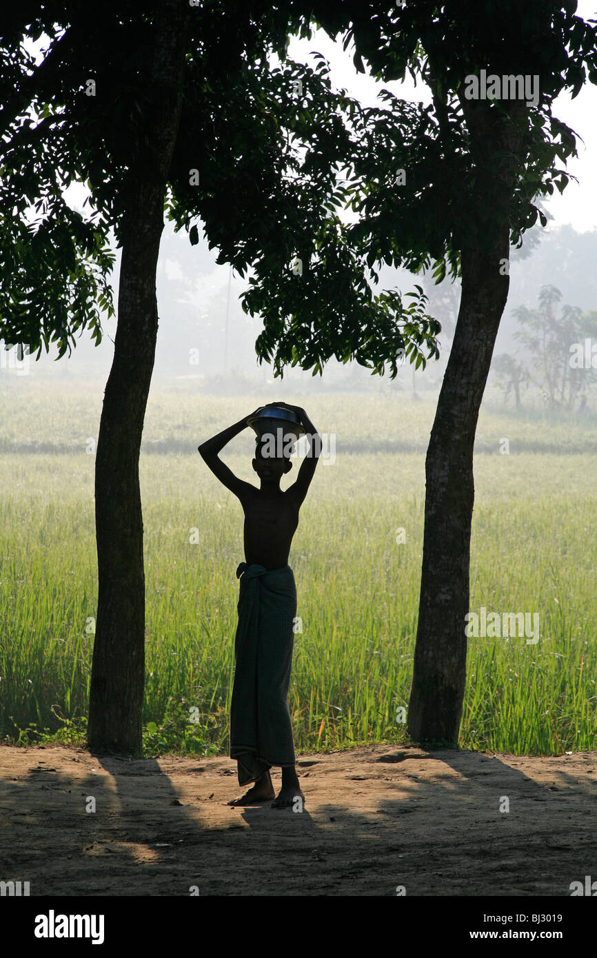 BANGLADESH Figure in early morning, Pouli. PHOTO by SEAN SPRAGUE Stock ...