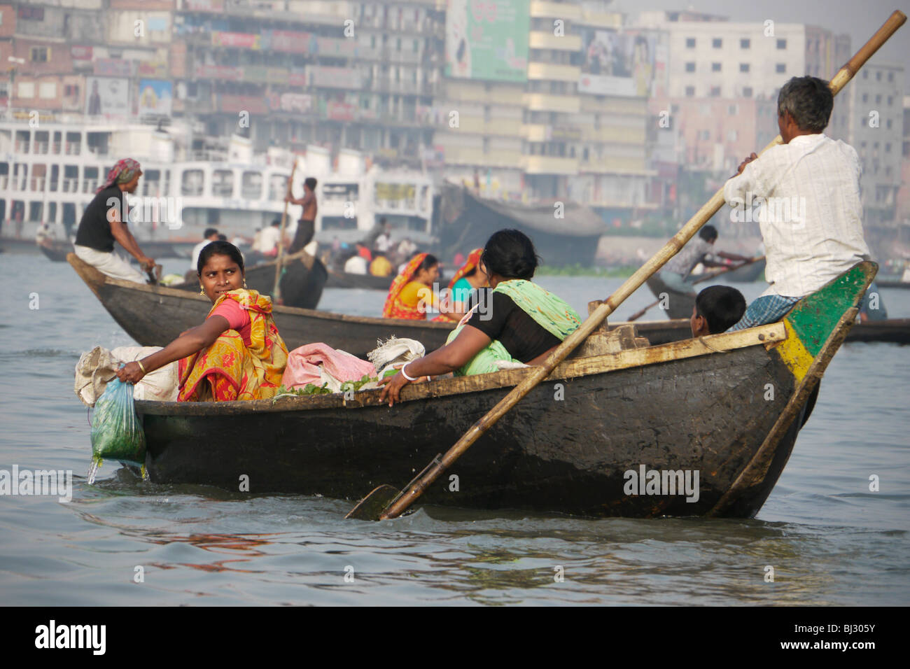 BANGLADESH Small ferry boats on the Buriganga River, Dhaka. PHOTO by SEAN SPRAGUE Stock Photo ...