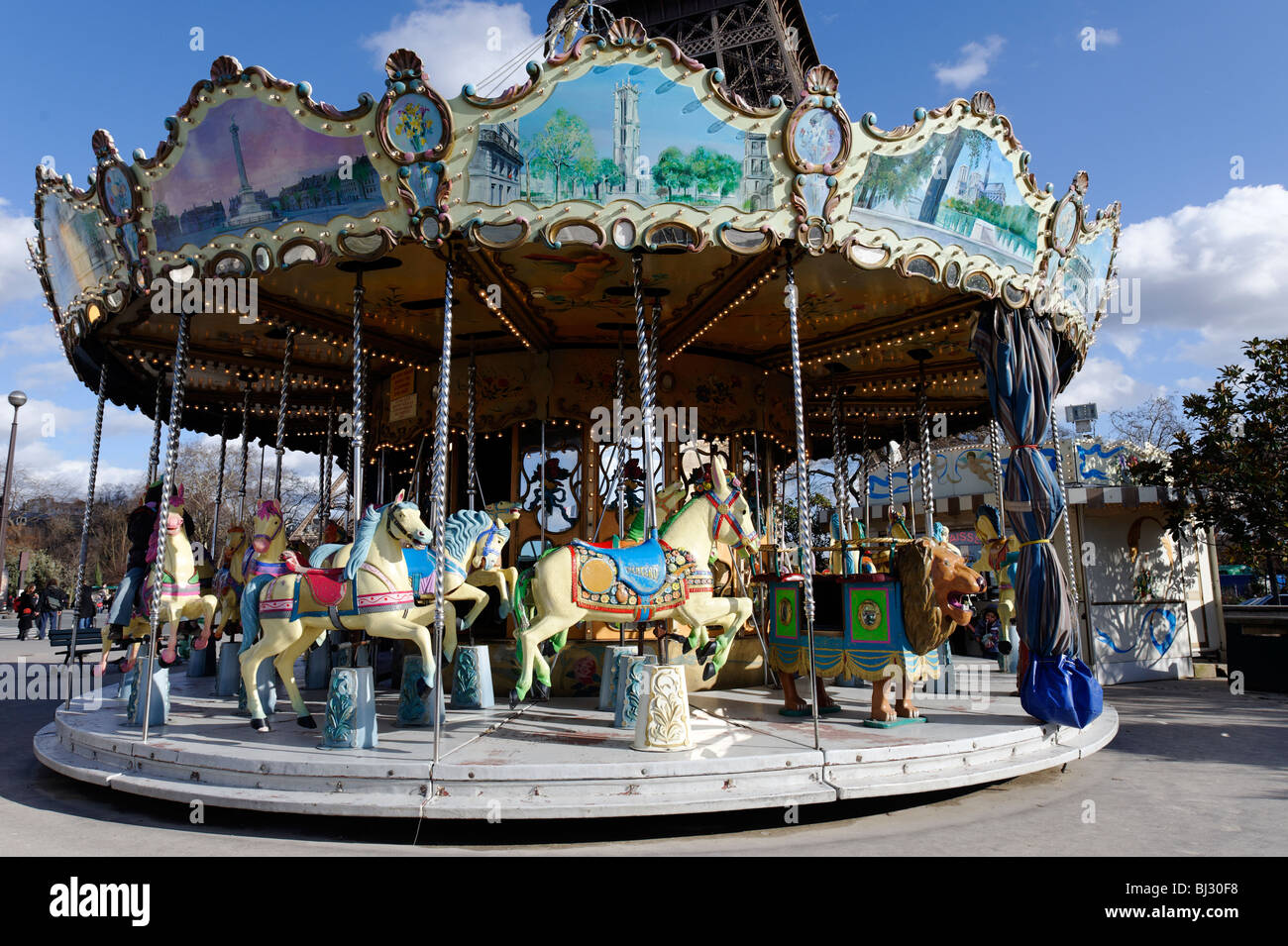 Carousel by the Eiffel Tower, Paris, France Stock Photo - Alamy
