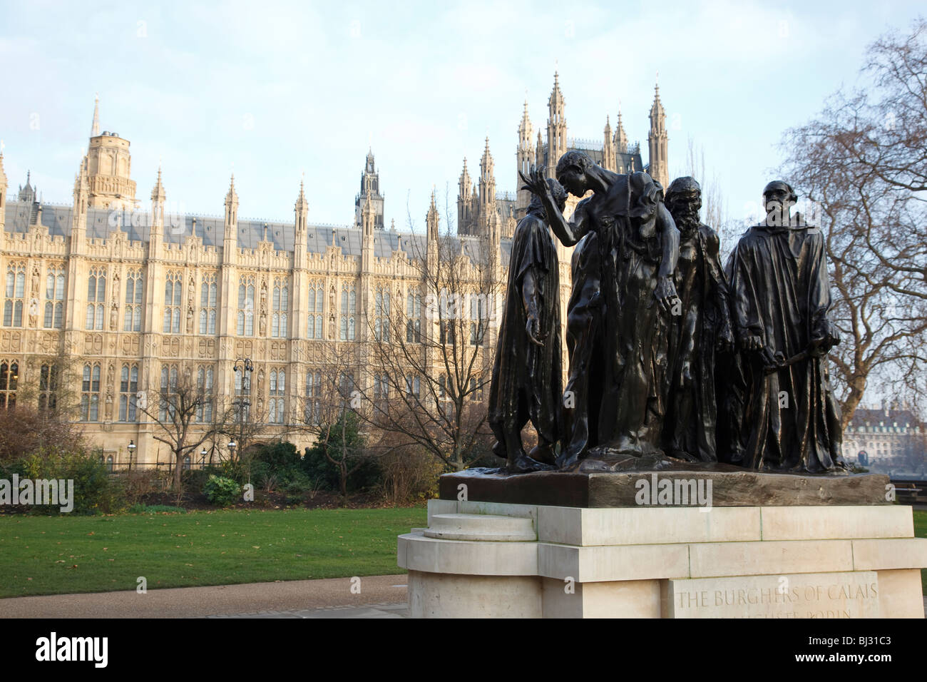The Burghers of Calais by Auguste Rodin in front of Westminster Palace ...