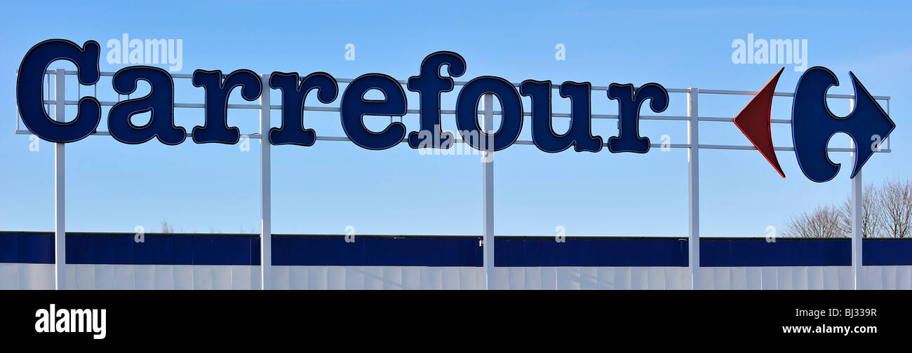 Signboard for supermarket Carrefour in Belgium Stock Photo - Alamy