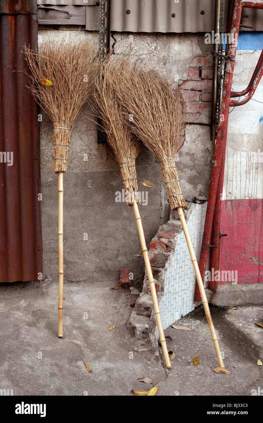 TAIWAN Close-up of brooms. Taichung. photo by Sean Sprague Stock Photo ...