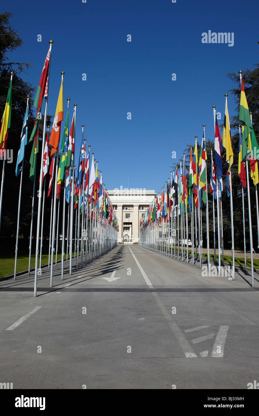 The United Nations European Headquarters office building in Geneva ...