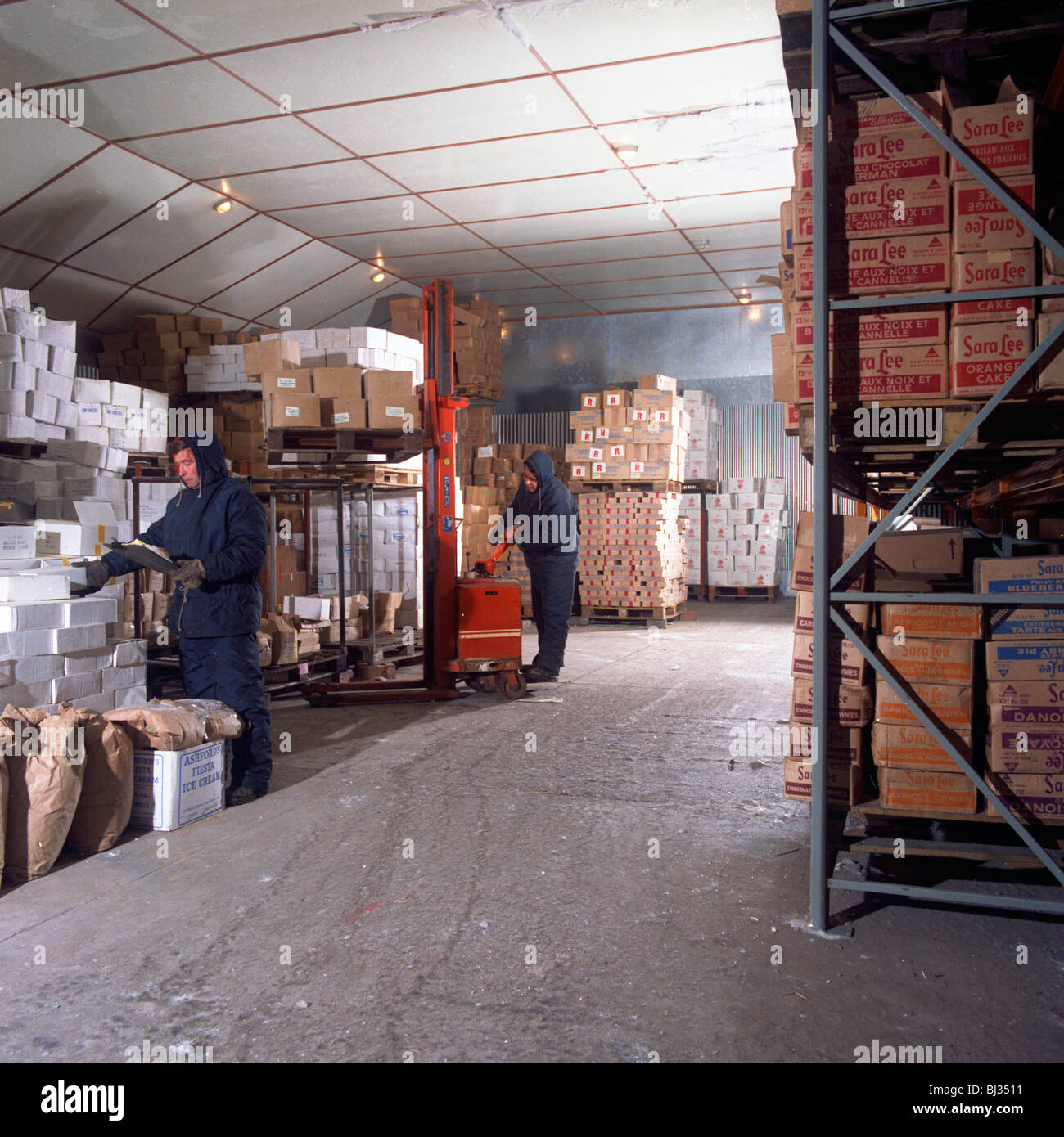 Workers in a cold store at Modern Foods, Mexborough, South Yorkshire ...