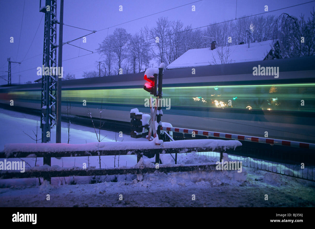 The barrier of an Austrian level-crossing has been lowered to stop ...