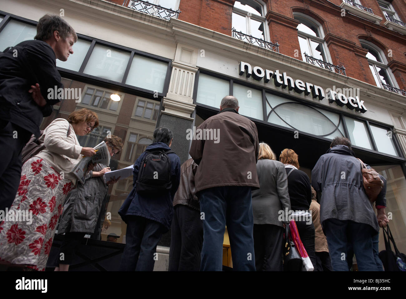 Queues outside northern rock hi-res stock photography and images - Alamy