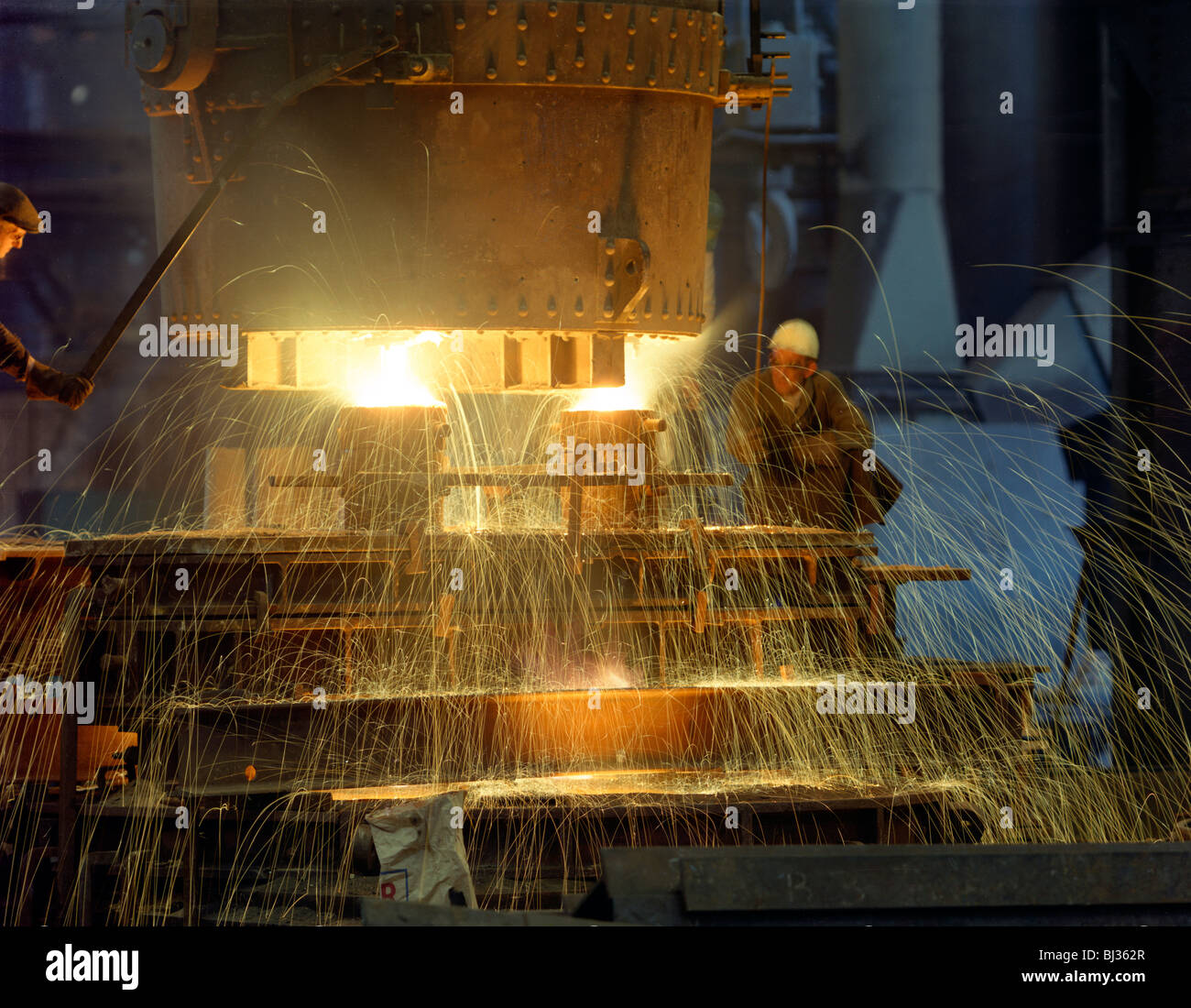 Pouring a 23 ton steel casting, Sheffield, South Yorkshire, 1968 ...