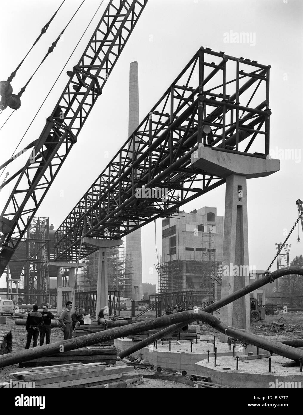 Civil engineers on the site of Coleshill Gas Works, Warwickshire, 1962 ...