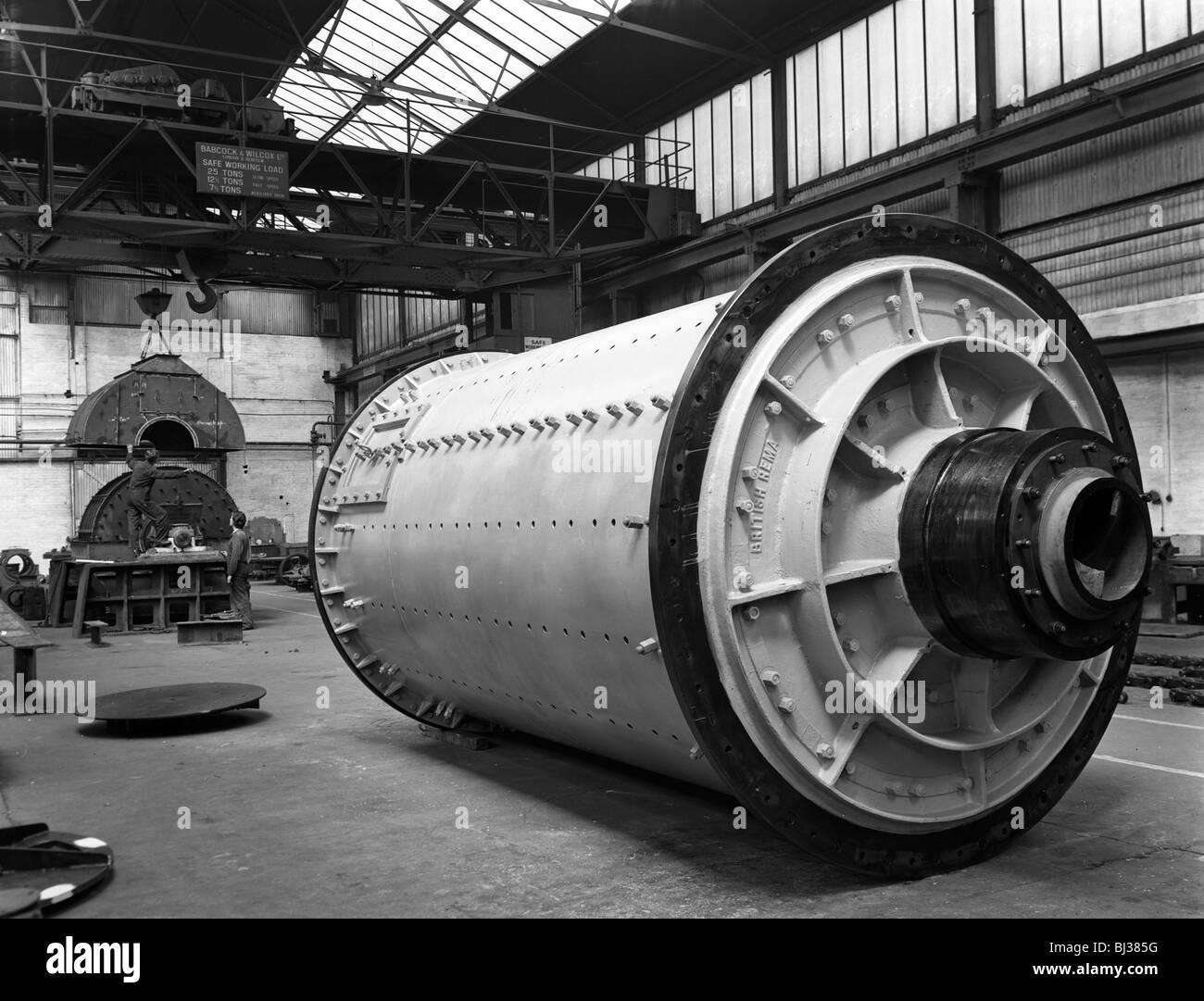 A British Reema ball mill prior to installation, Sheffield, South ...