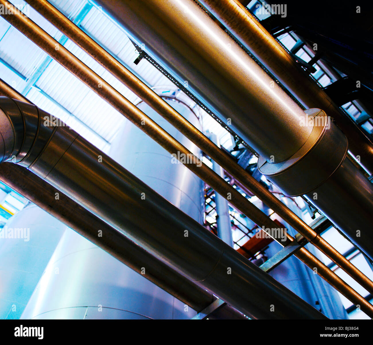 Industrial piping in factory Stock Photo - Alamy