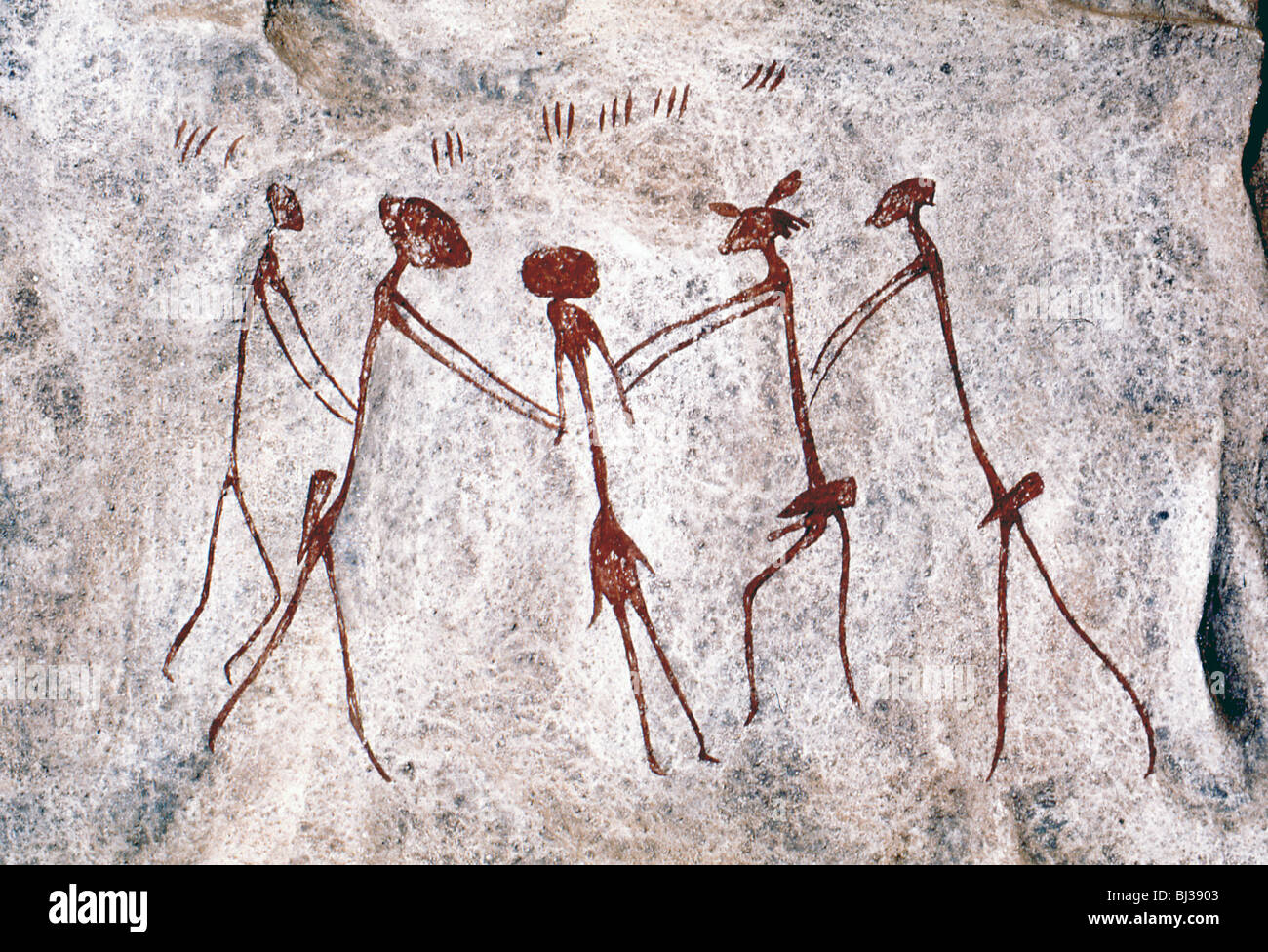 Later Stone Age rock painting, Sandawe culture, Tanzania. Artist Stock ...