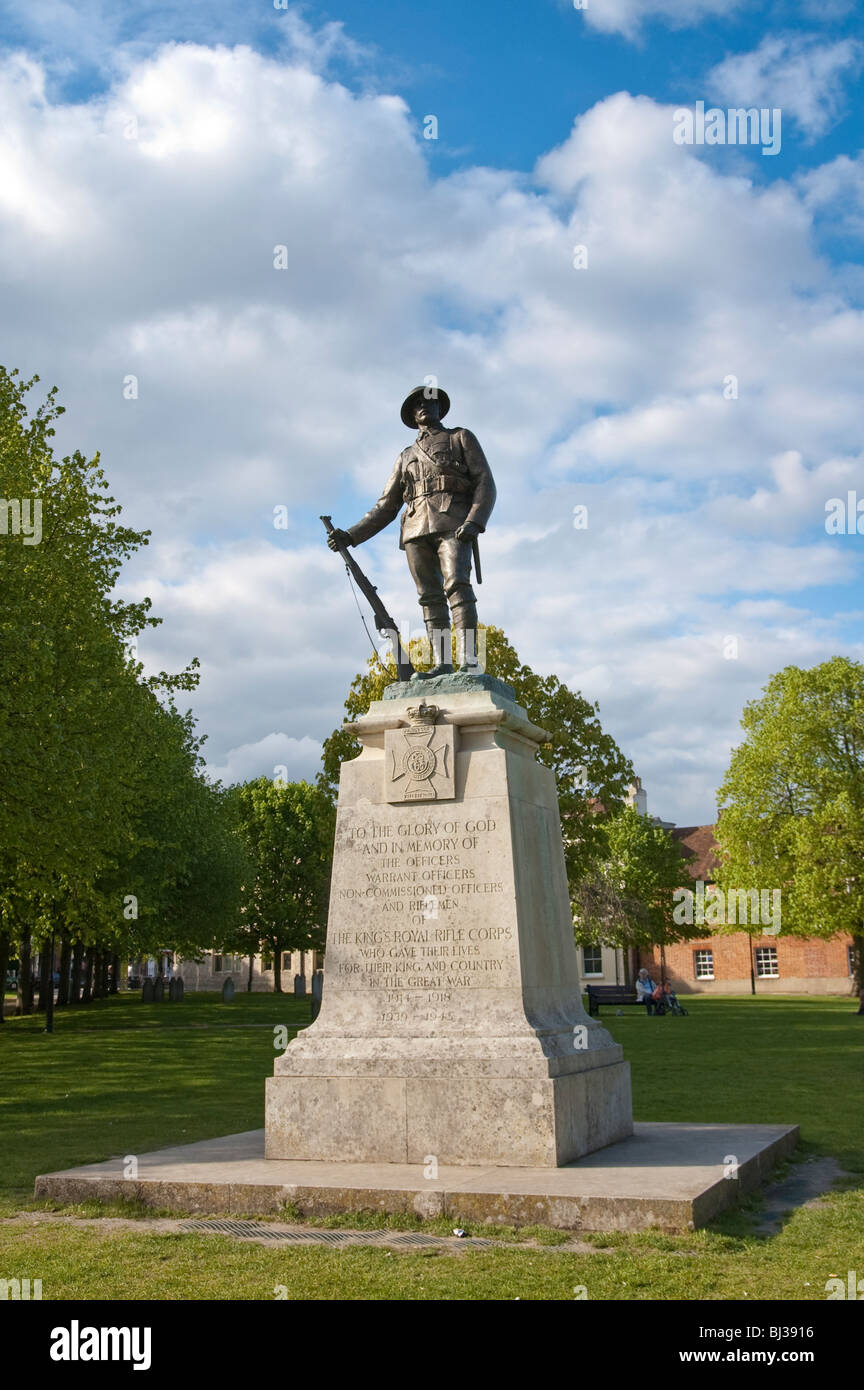 War memorial to the Kings Royal Rifle Corp in the grounds of Winchester ...