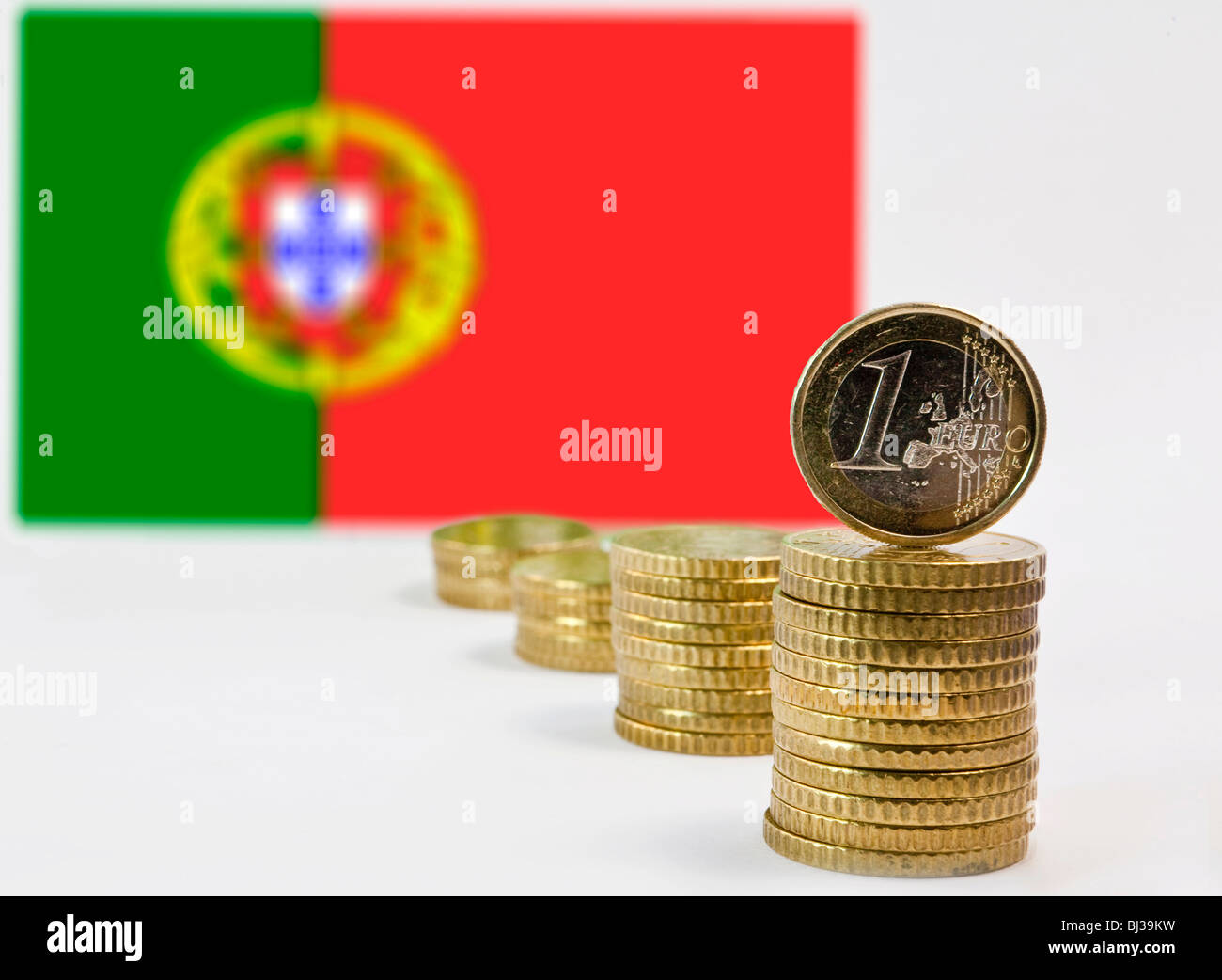 Portuguese flag, Portugal and the Euro Stock Photo - Alamy