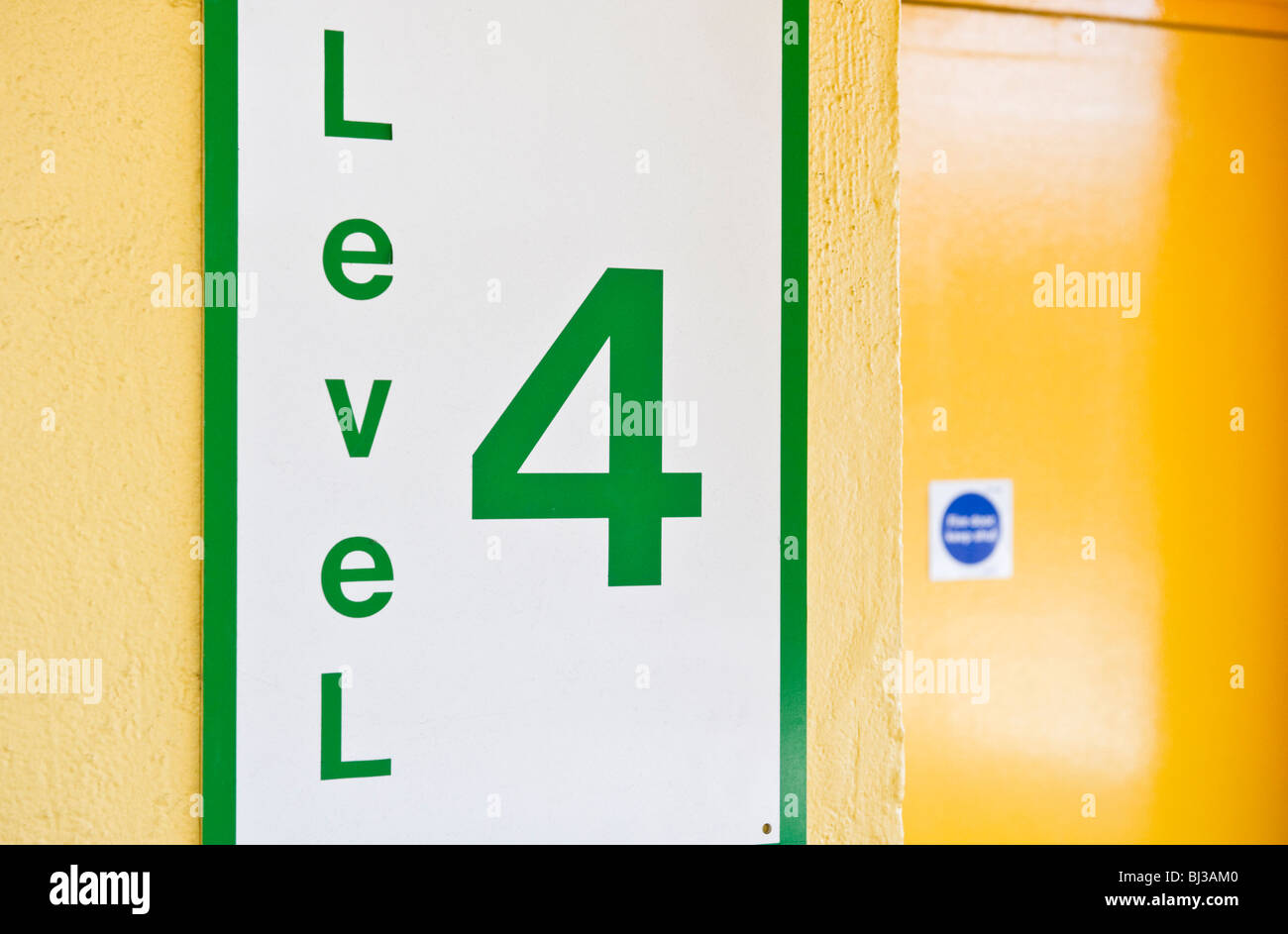 A car parking sign, floor level 4 in an Uxbridge West London car park ...