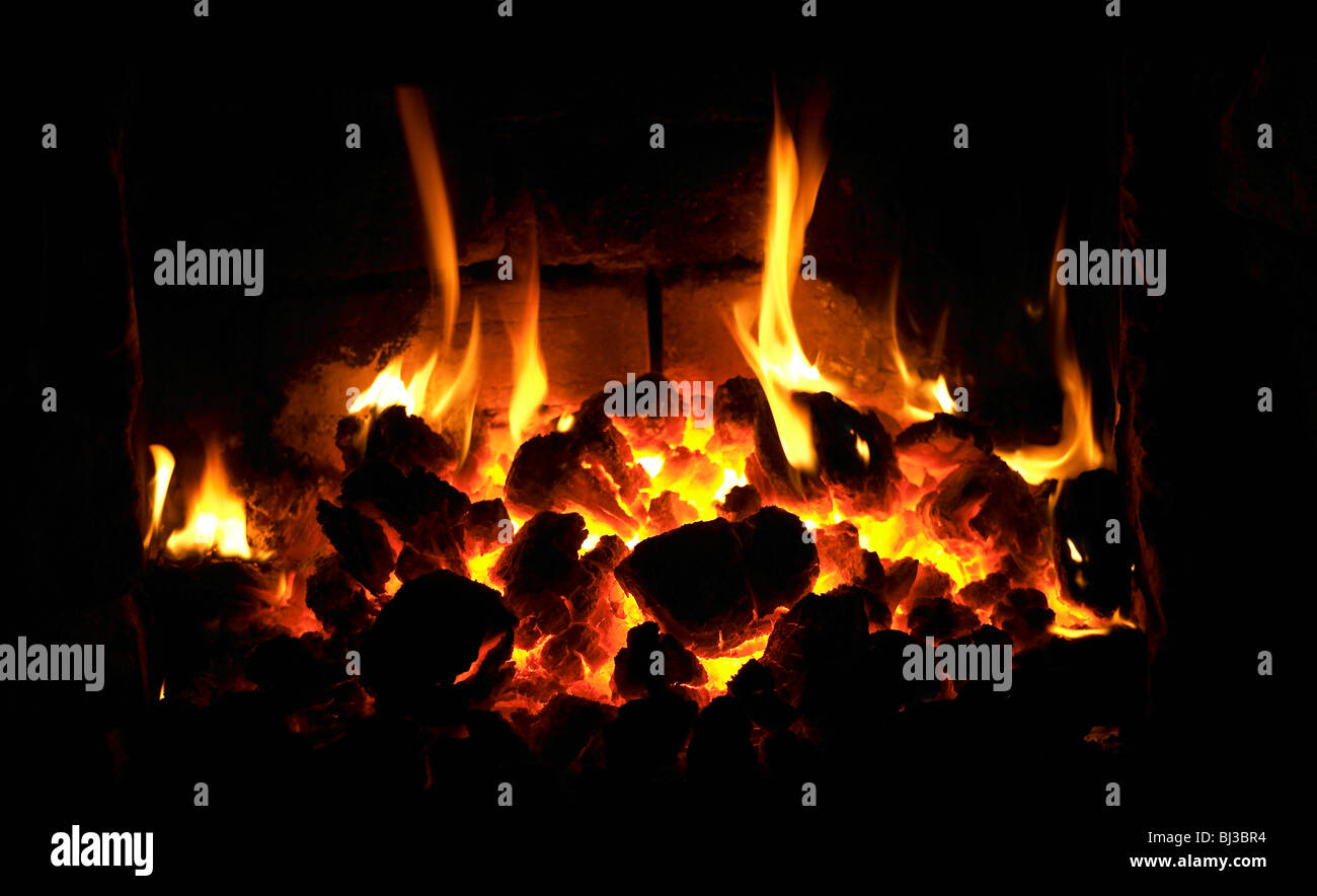 Flames of coal fire or barbeque barbecue Stock Photo - Alamy