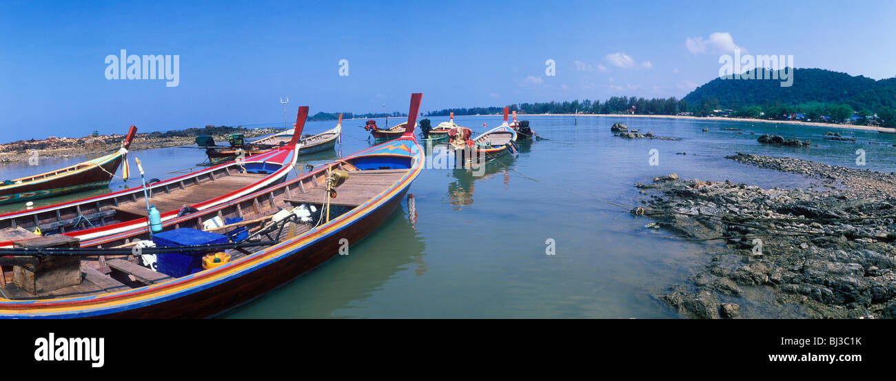 Longtail boat, fishing boat on Klong Dao Beach, island of Ko Lanta, Koh ...