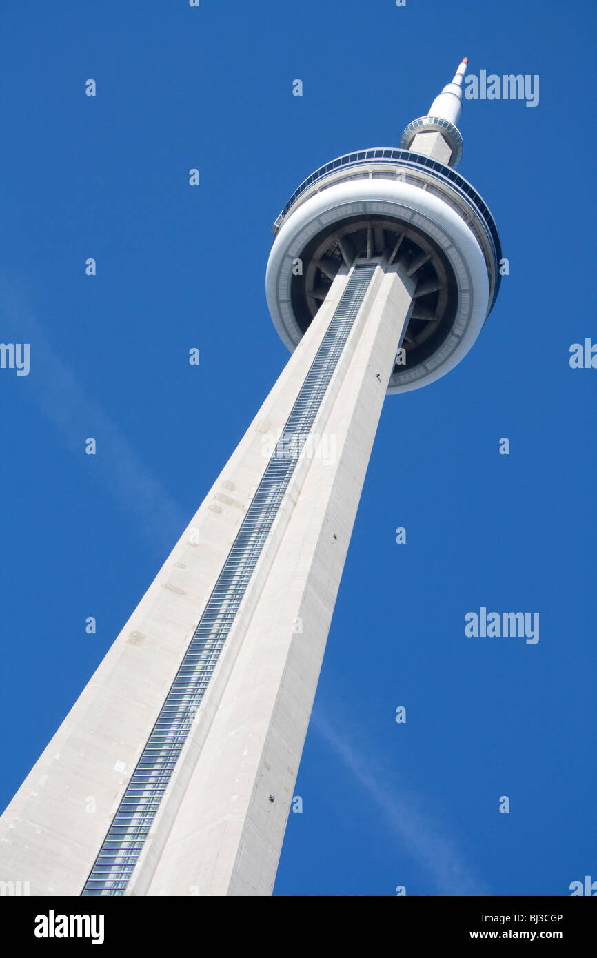 CN tower in toronto against a blue sky Stock Photo - Alamy