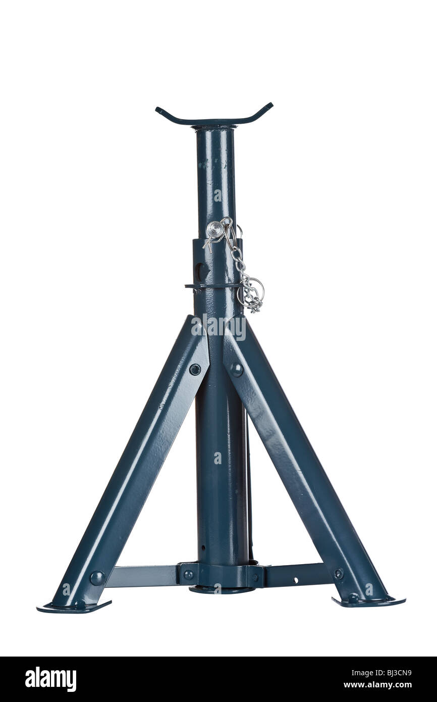 Blue axle stand isolated on white background Stock Photo - Alamy