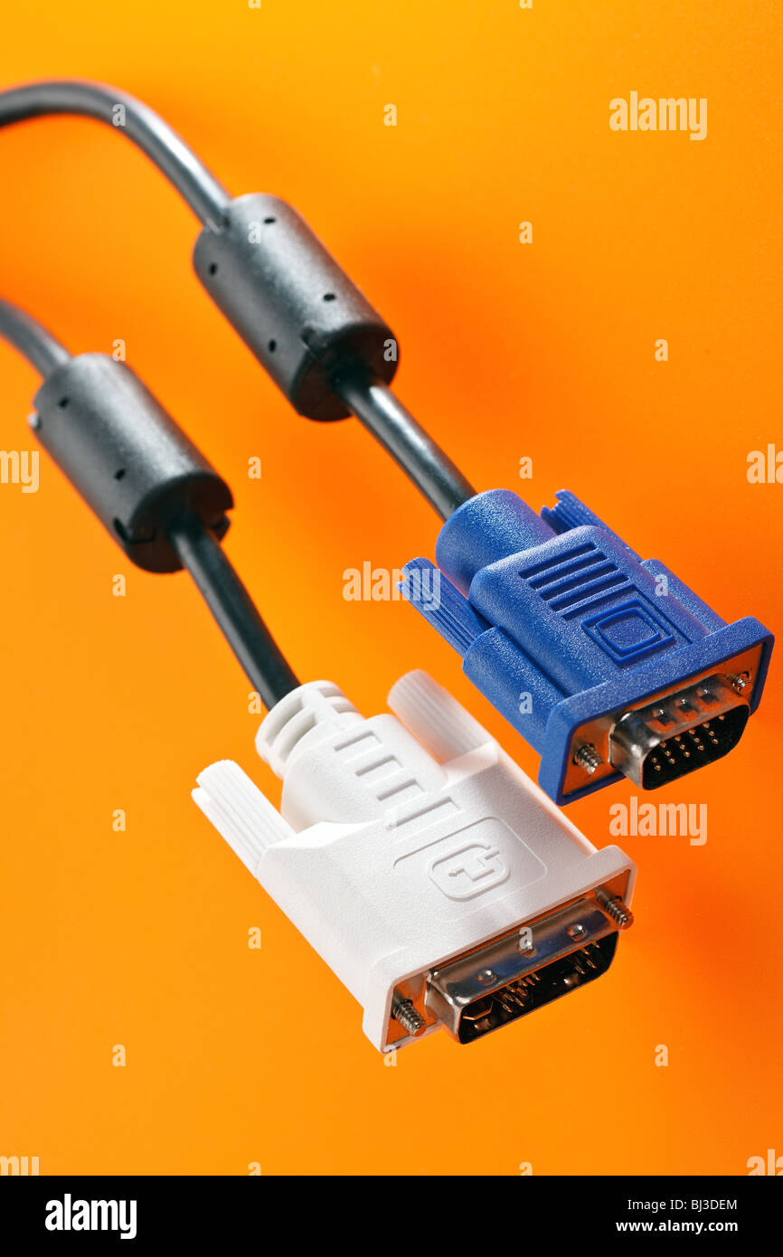 monitor connectors on color background Stock Photo - Alamy