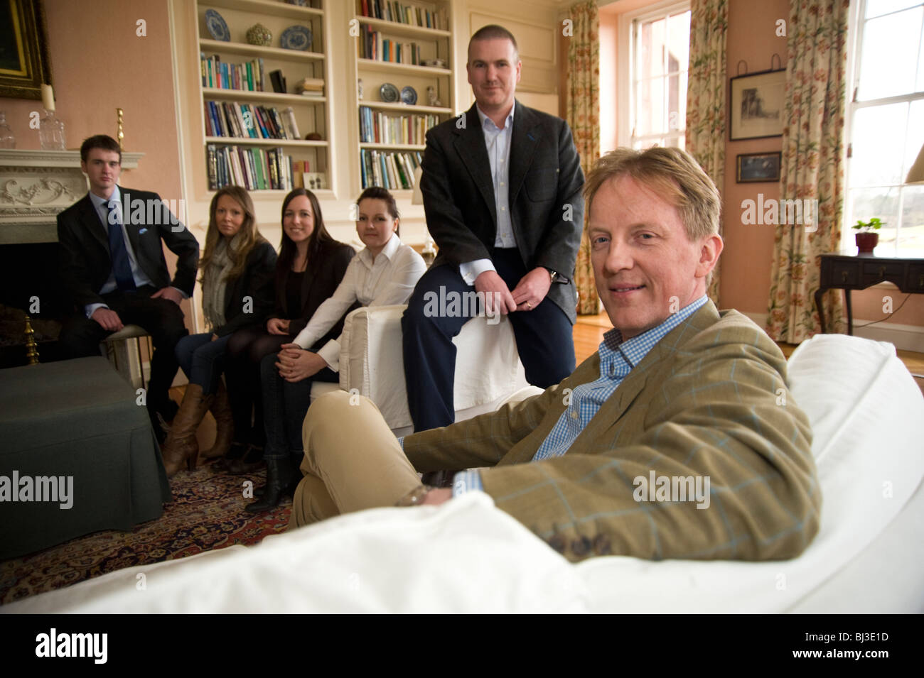 Celebrity Savile Row tailor and blogger Thomas Mahon with his staff at ...