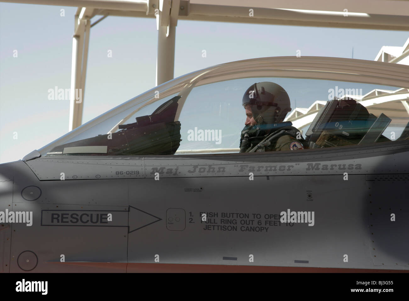 An pilot from the 457th fighter squadron prepares for take-off at NAS ...