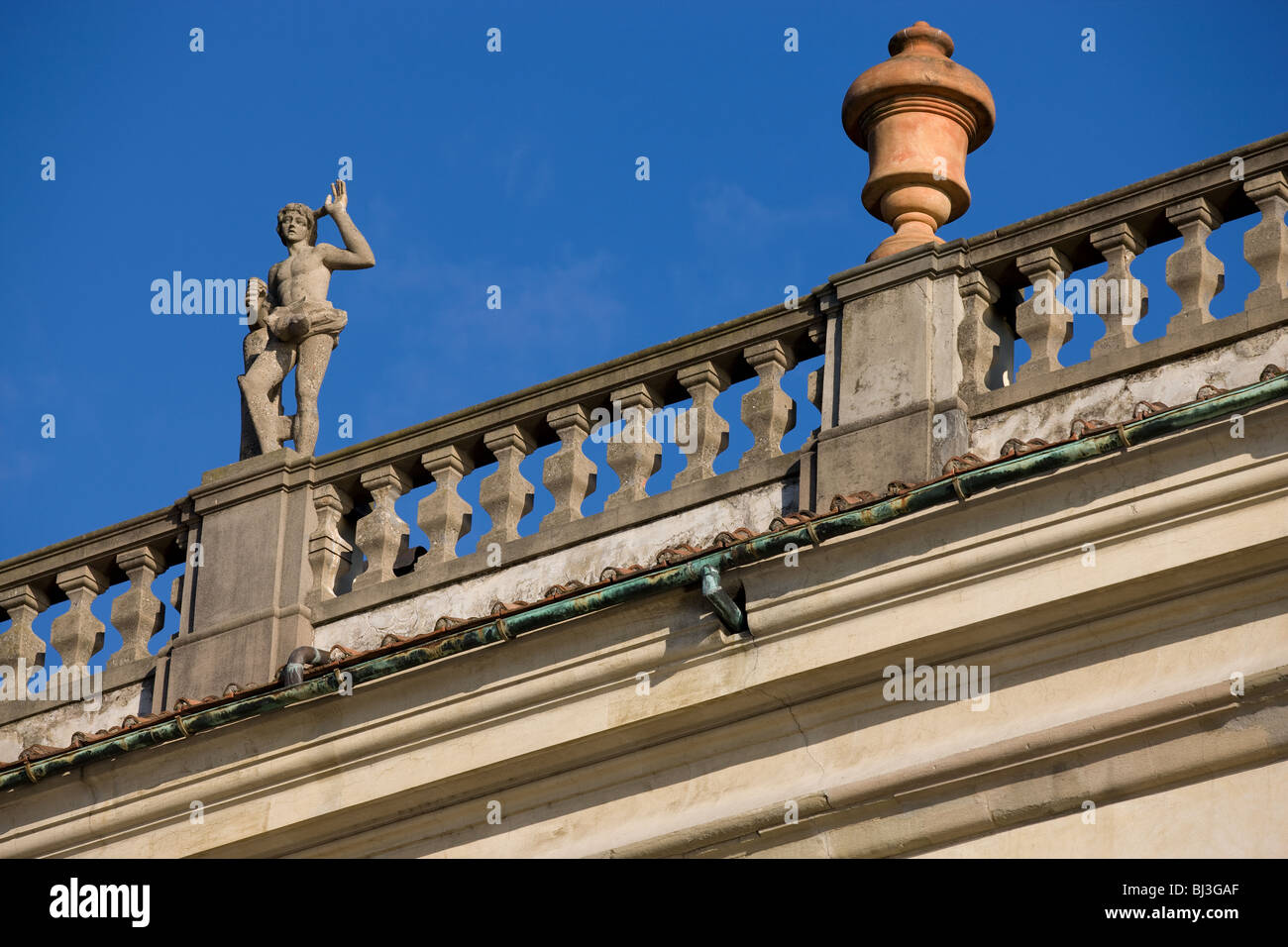 Tuscany, Florence, balcony with statue Stock Photo - Alamy