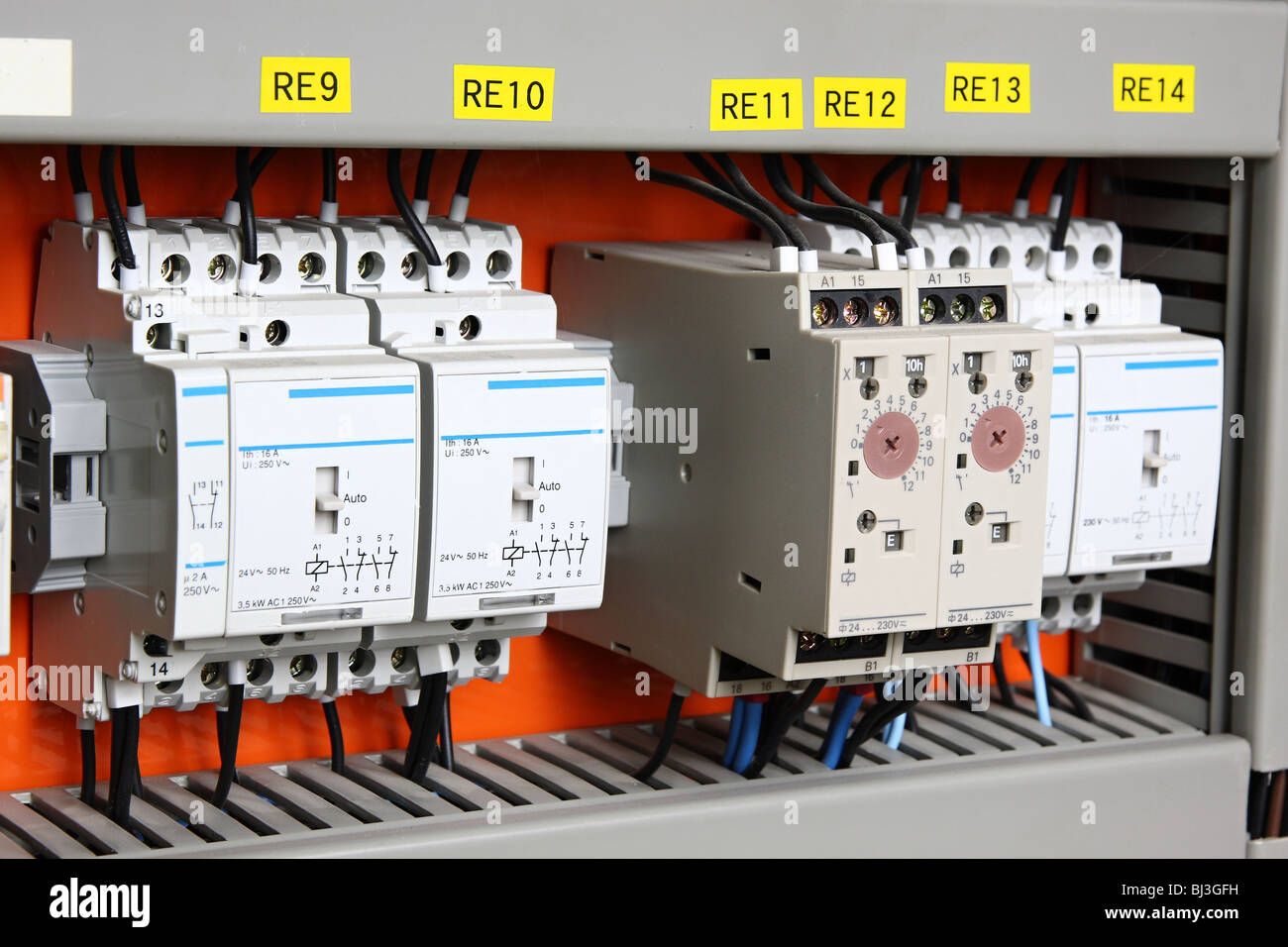Color wires in a box of distribution of an electricity Stock Photo - Alamy