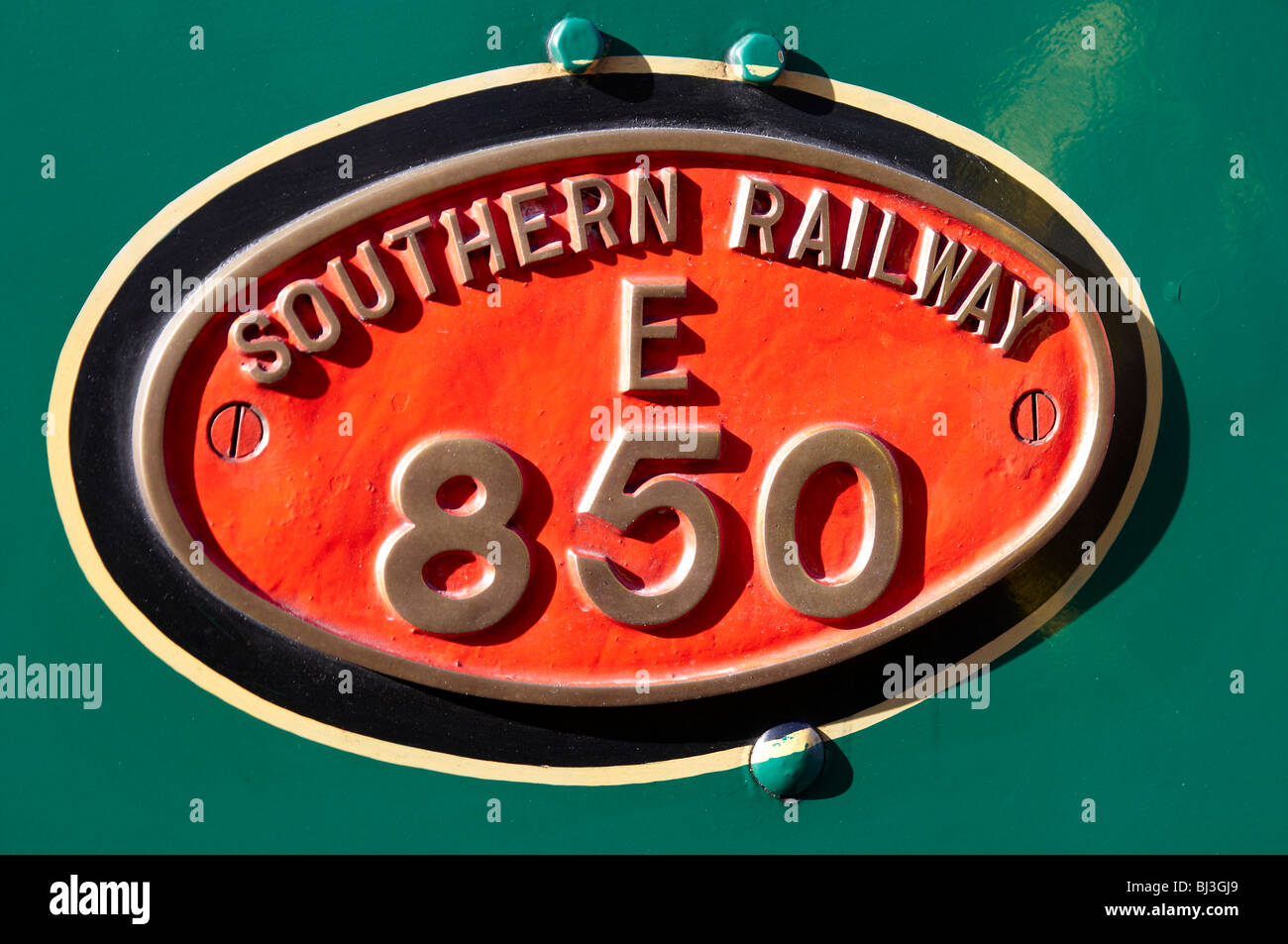 Cabside number plate on former Southern Railway Nelson class locomotive ...