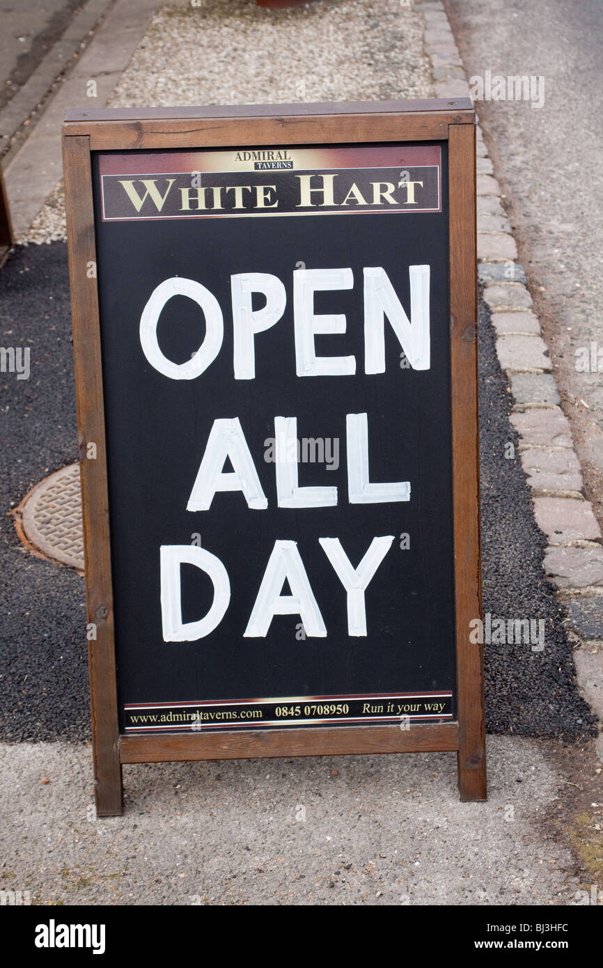 Pub "Open All Day" Sign Stock Photo - Alamy