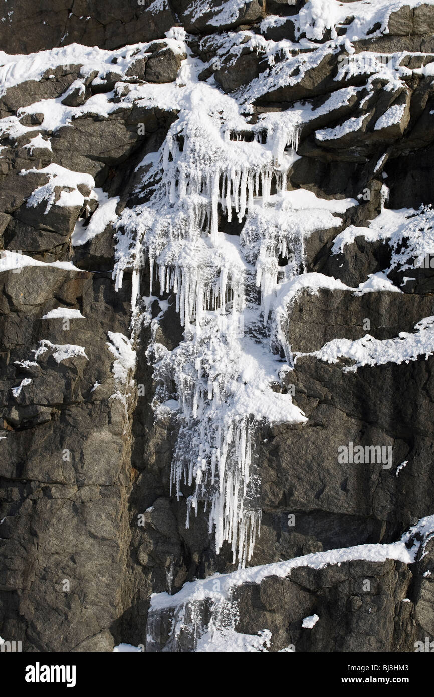 Snowy rocks, winter, Canada Stock Photo - Alamy