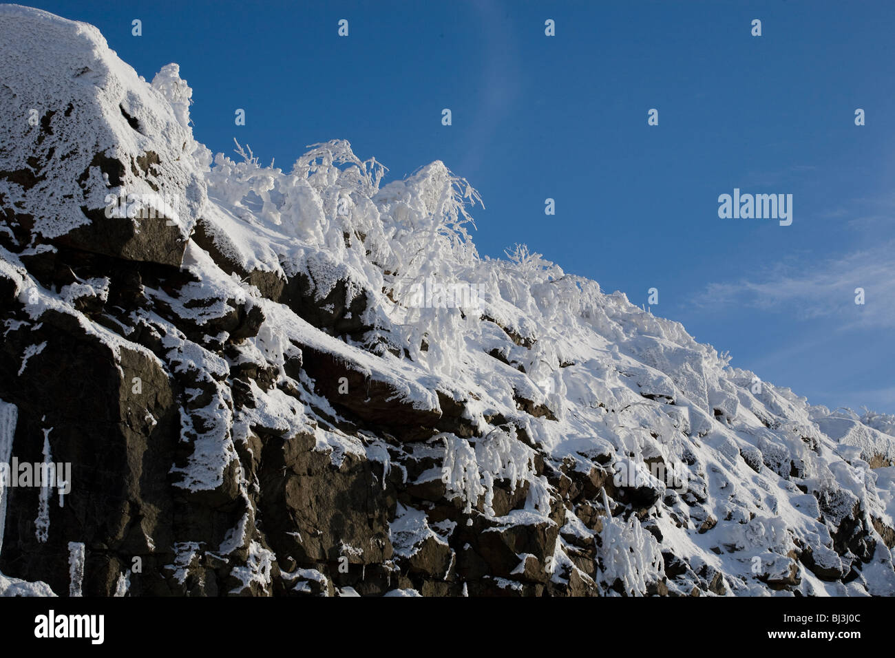 Snowy rocks, winter, Canada Stock Photo - Alamy