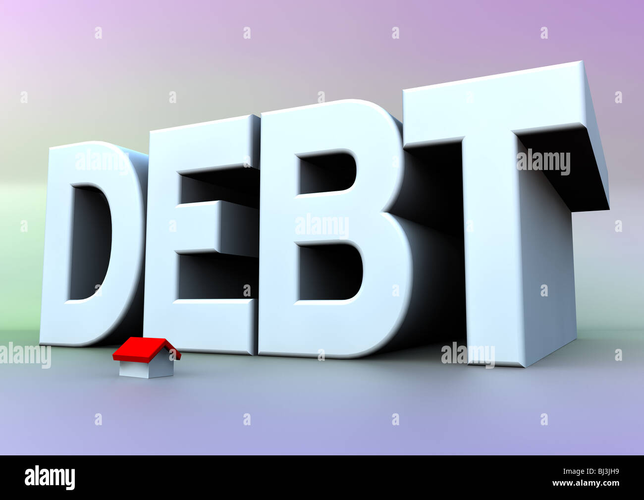 large; Debt; with; small house Stock Photo - Alamy